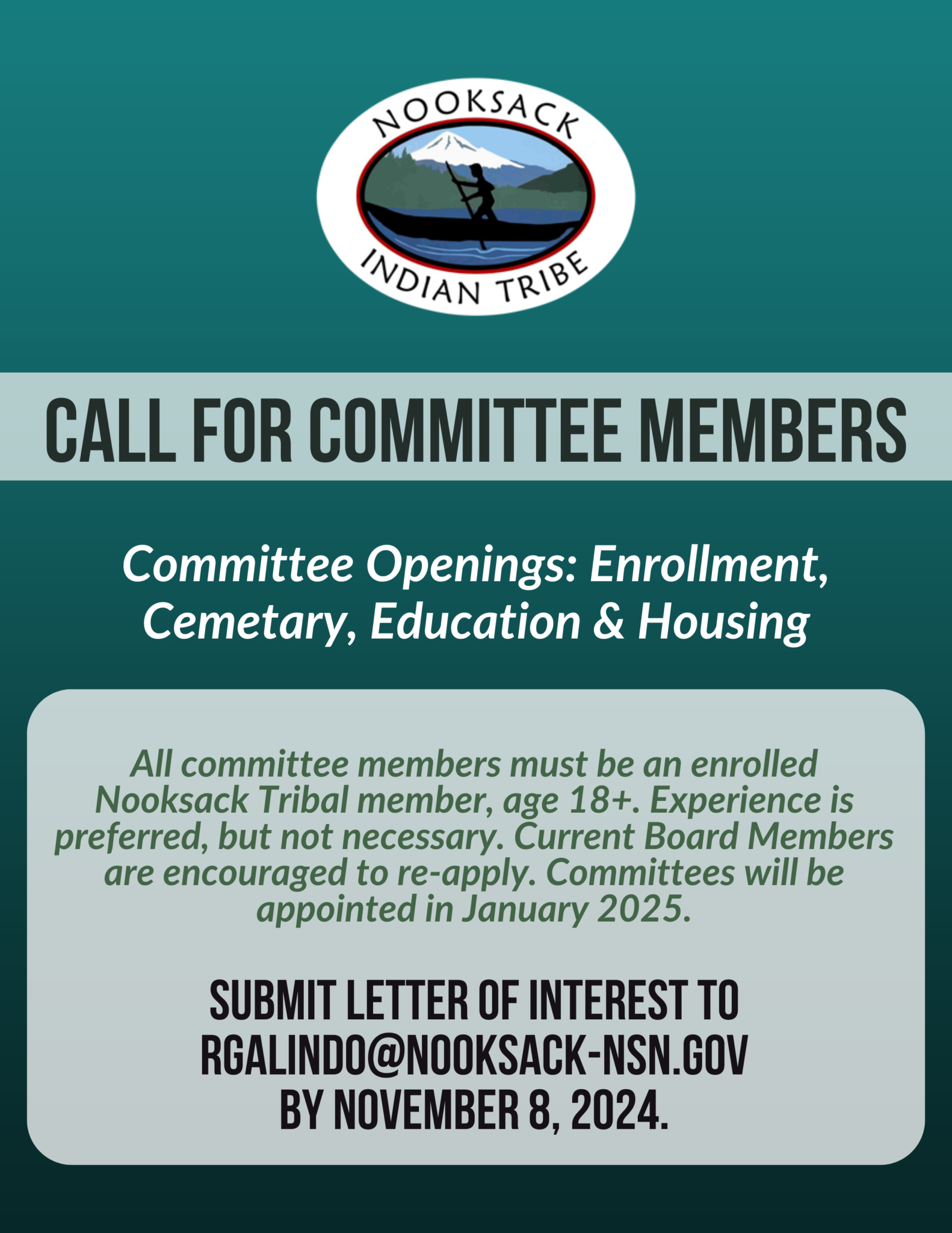 Committee Members Needed - Nooksack Indian Tribe